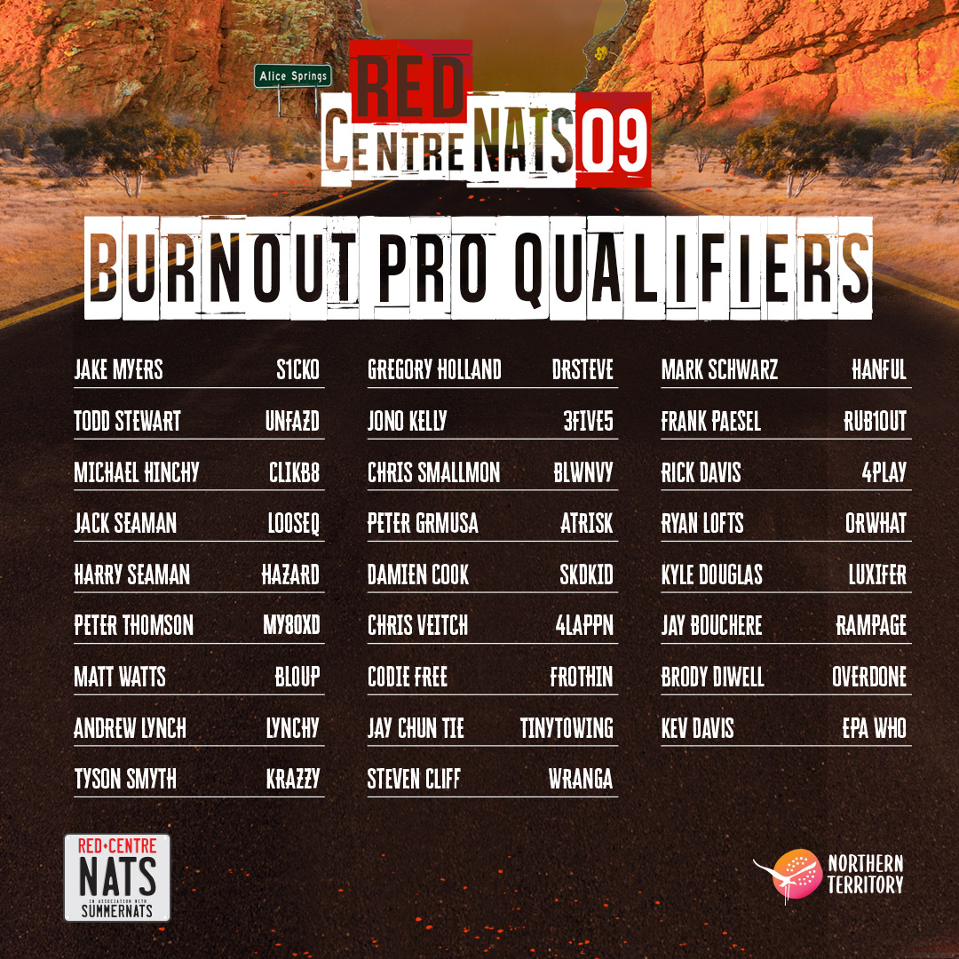 Burnout Pro List Announced For Red CentreNATS 09